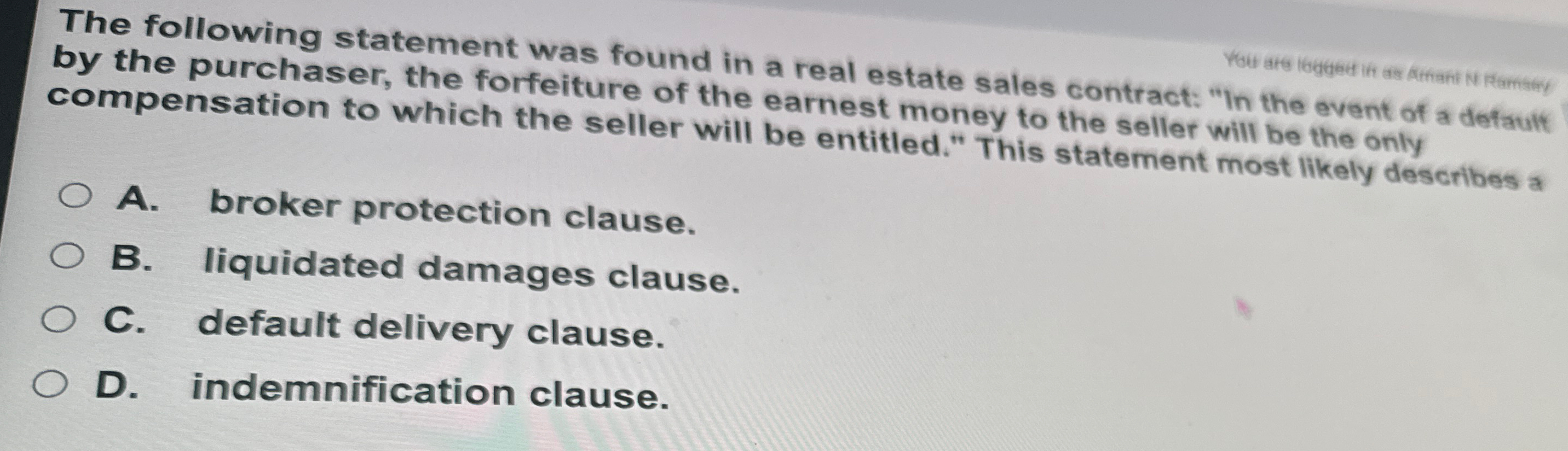 Solved The following statement was found in a real estate | Chegg.com