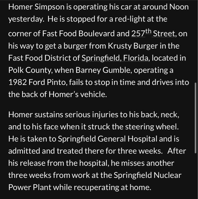 Homer Simpson is operating his car at around Noon | Chegg.com