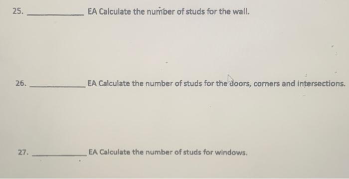 Solved Wall studs are 16′′OC Allow two additional studs for | Chegg.com