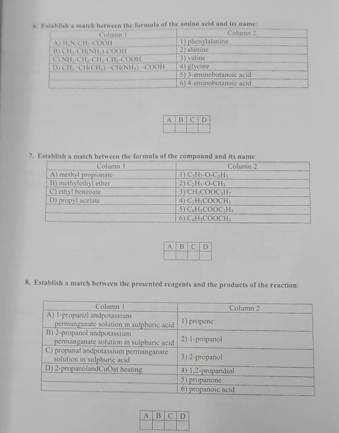 Solved a. Wablish a mawh heiwon the formula of the amino | Chegg.com