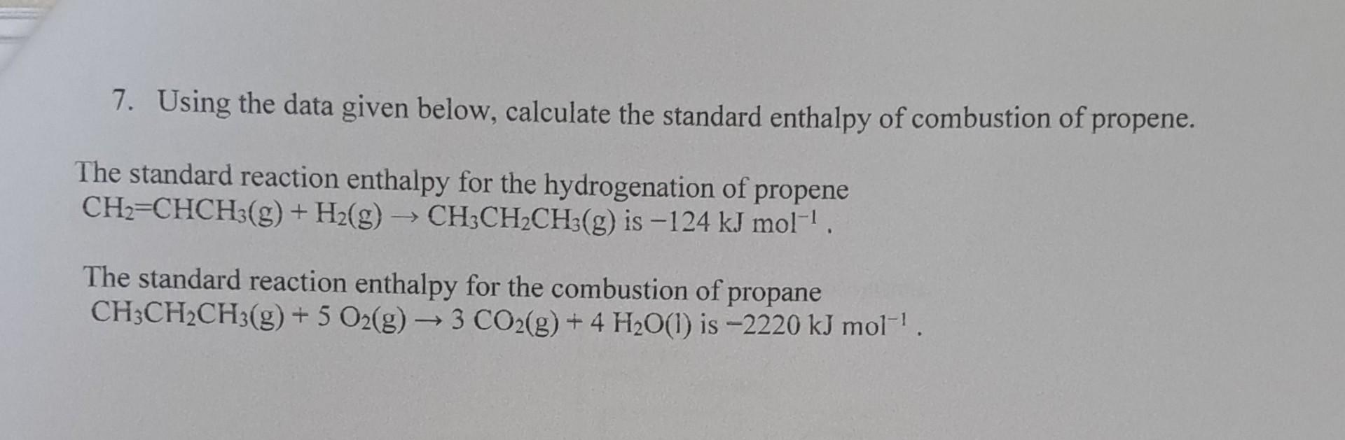 Solved 7. Using the data given below, calculate the standard | Chegg.com