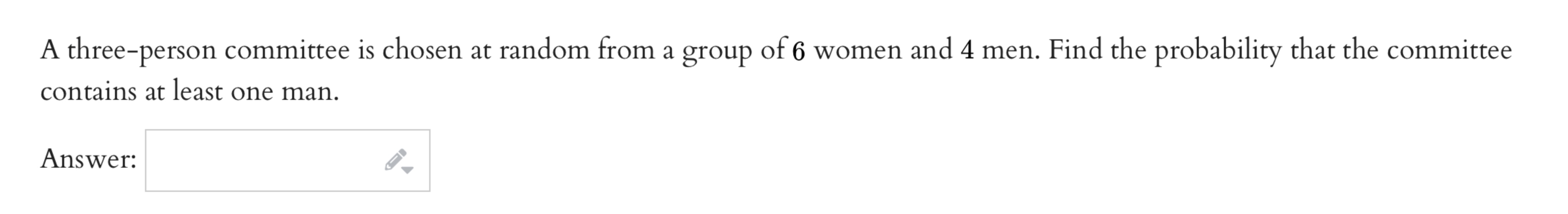 Solved A three-person committee is chosen at random from a | Chegg.com
