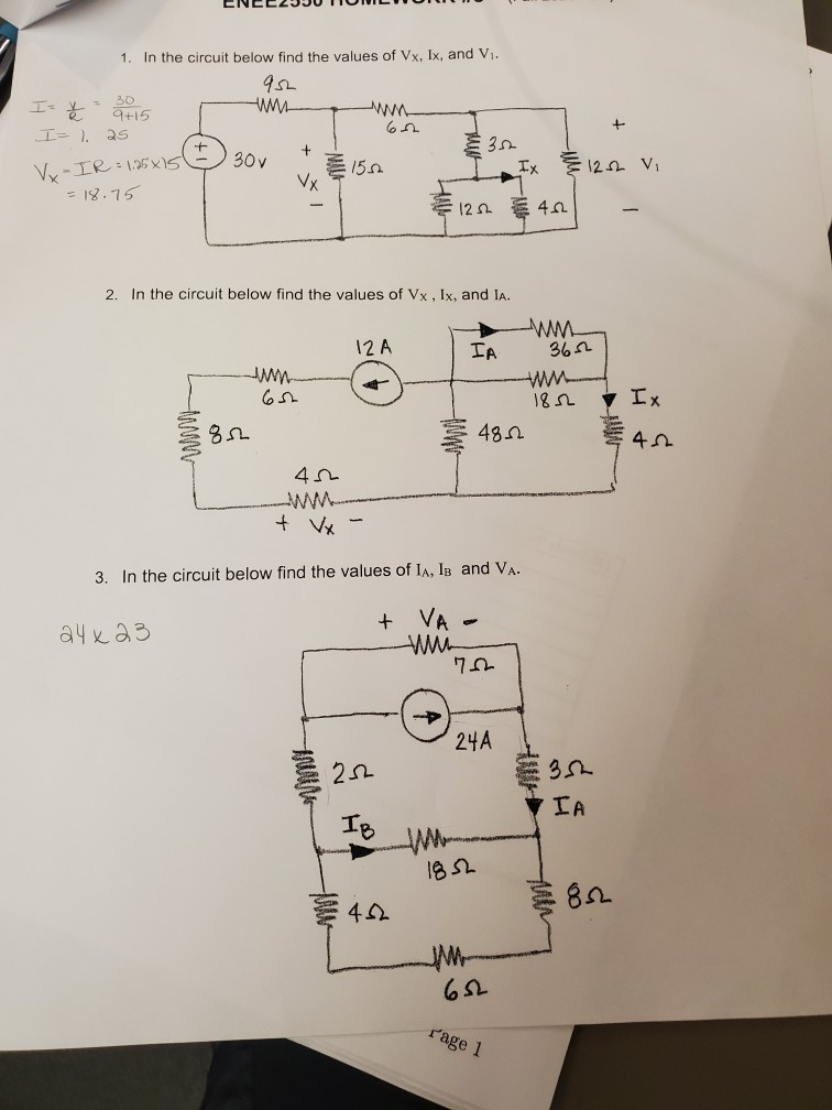 Solved 1. In the circuit below find the values of Vx, Ix, | Chegg.com