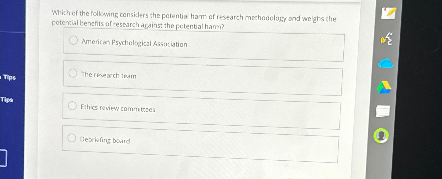Solved Which of the following considers the potential harm | Chegg.com