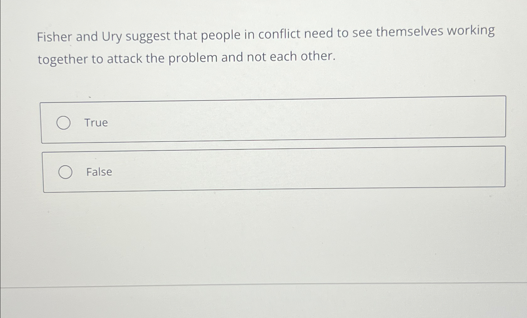 Solved Fisher and Ury suggest that people in conflict need | Chegg.com