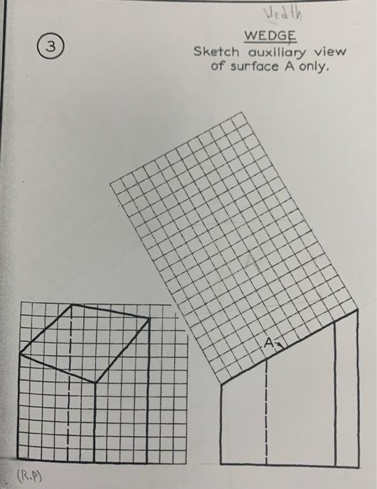 Solved (3) Wketch WEDGE Sketch auxiliary view of surface A | Chegg.com
