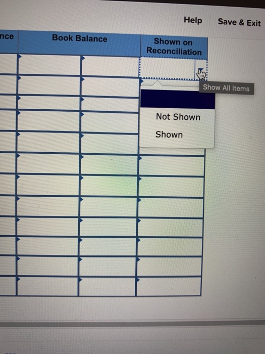 Solved A table for a monthly bank reconciliation dated | Chegg.com