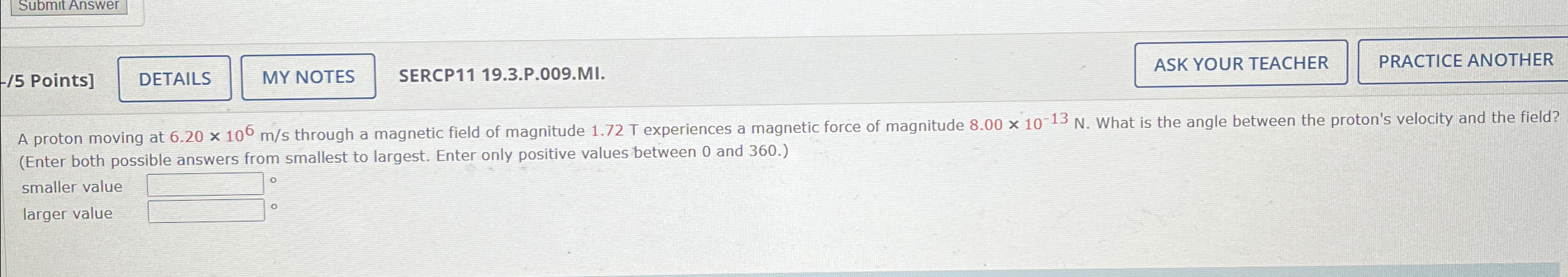 Solved Submit Answer-/5 ﻿Points]SERCP11 19.3.P.009.MI.A | Chegg.com