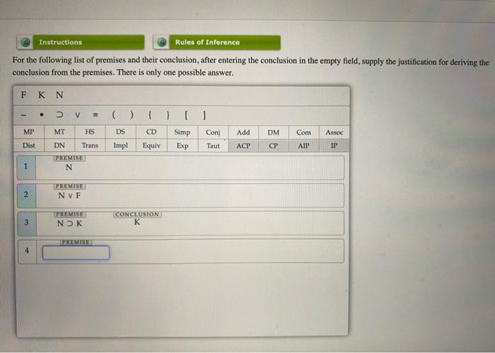 Solved Instructions Rules of Inference For the following | Chegg.com