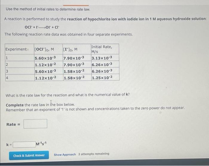 Solved Use The Method Of Initial Rates To Determine Rate