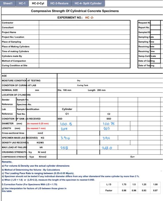 Sheet1 HC-1 HC-2-Cy! HC-3-flexture HC-4- Split | Chegg.com