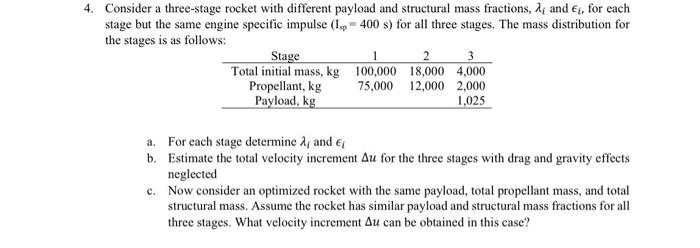 Solved Consider a three-stage rocket with different payload | Chegg.com
