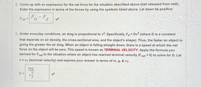 Solved 7. The cannonball should have reached terminal | Chegg.com
