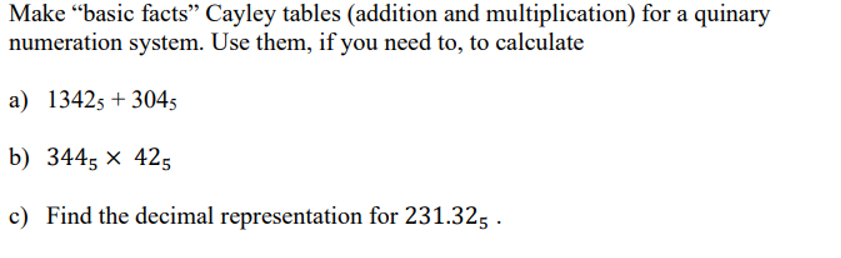 Solved Make "basic facts" Cayley tables (addition and | Chegg.com