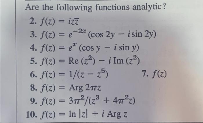 Solved -22 2 Are the following functions analytic? 2. f(x) = | Chegg.com