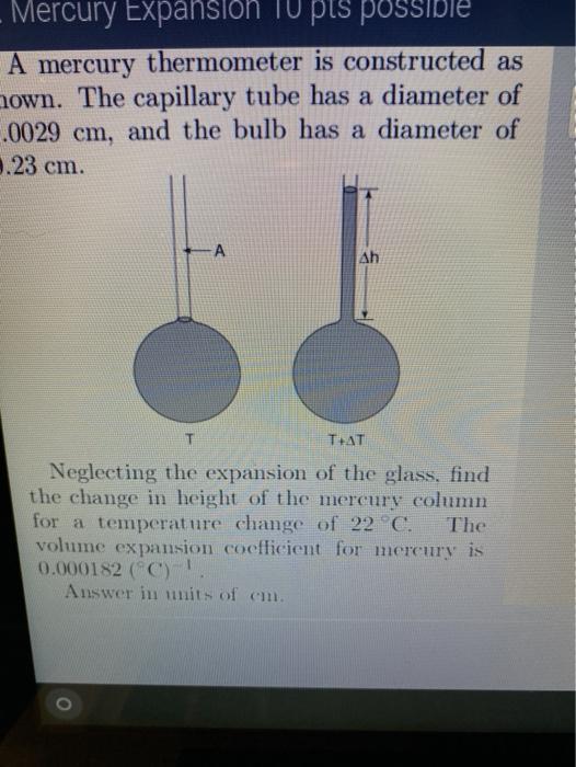 Solved Mercury Expansion To pts possible A A mercury | Chegg.com