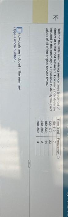 Solved Refer to the table summarizing service times | Chegg.com