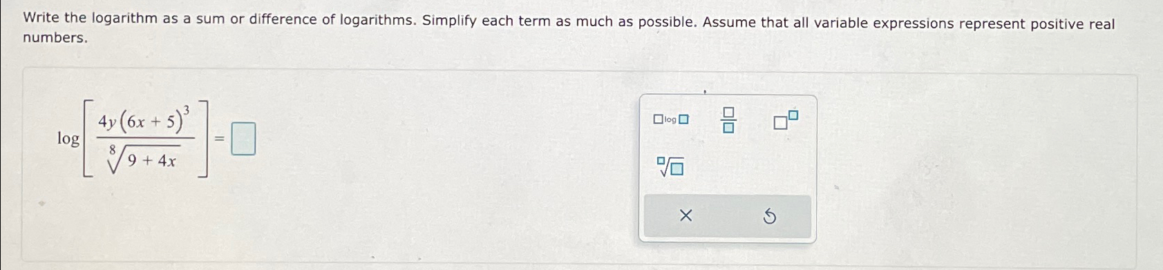 Solved Write the logarithm as a sum or difference of | Chegg.com