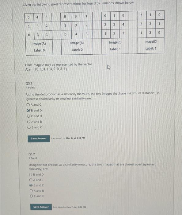 Solved Given the following pixel representations for four 3 | Chegg.com