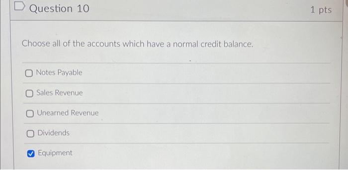 Solved Choose all of the accounts which have a normal credit | Chegg.com