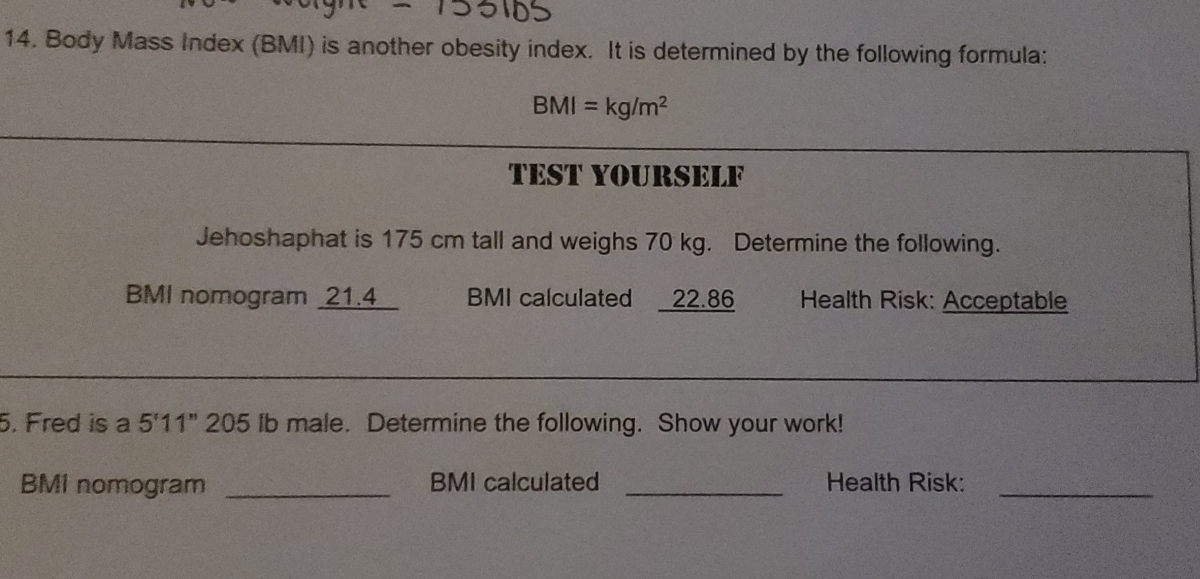 Solved Body Mass Index (BMI) ﻿is another obesity index. It | Chegg.com
