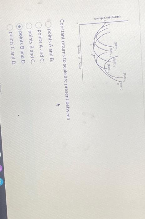 Solved Average Cost (dollars) 0 SRATC SRATC B SPATC SRATC 5 | Chegg.com