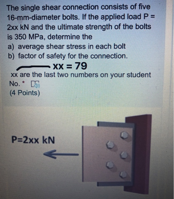 Solved The single shear connection consists of five | Chegg.com