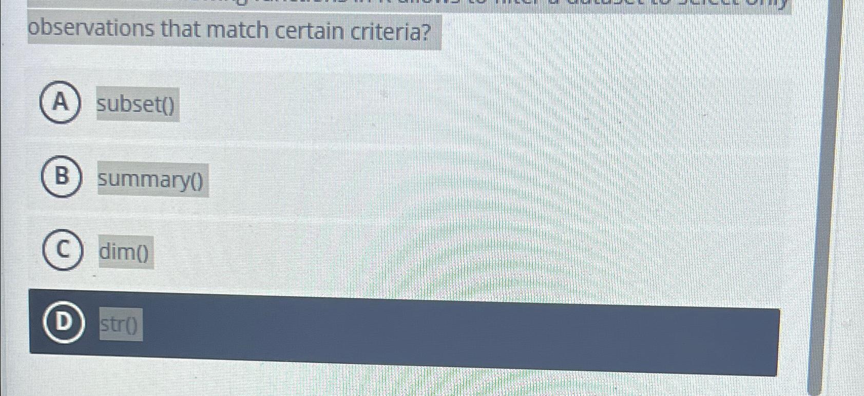 Solved observations that match certain | Chegg.com