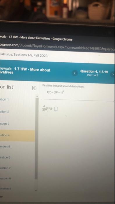 Solved work-1.7 HW-More about Derivatives - Google Chrome | Chegg.com