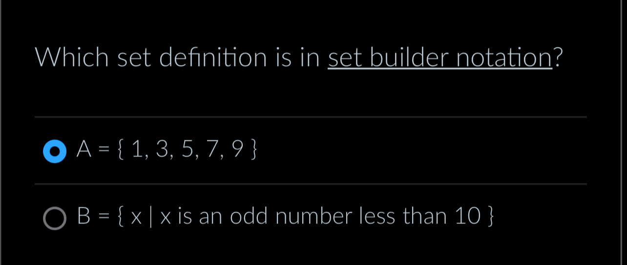 Solved Which set definition is in set builder | Chegg.com