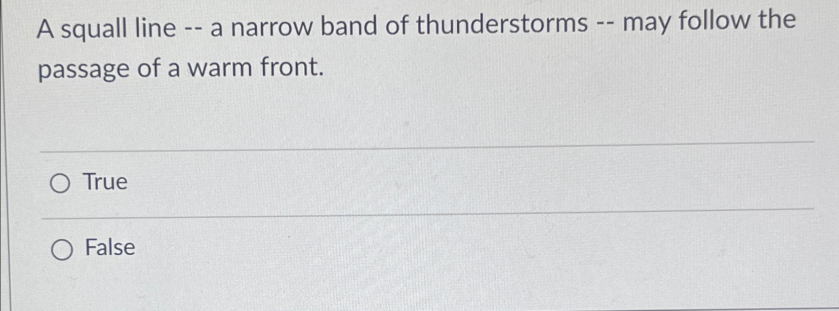 Solved A squall line -- ﻿a narrow band of thunderstorms -- | Chegg.com