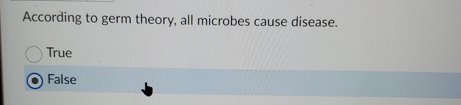 Solved According to germ theory, all microbes cause | Chegg.com