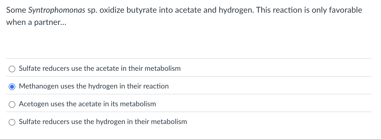 Solved Some Syntrophomonas sp. ﻿oxidize butyrate into | Chegg.com