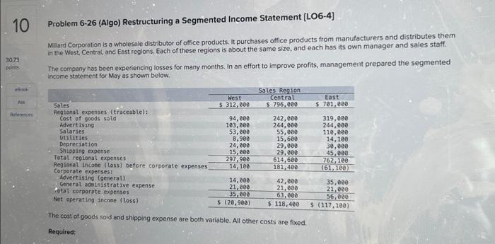 Solved Problem 6-26 (Algo) Restructuring a Segmented Income | Chegg.com