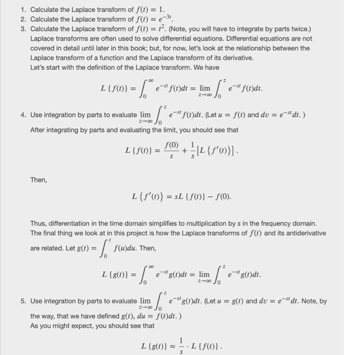 Solved Laplace Transforms In the last few chapters, we have | Chegg.com