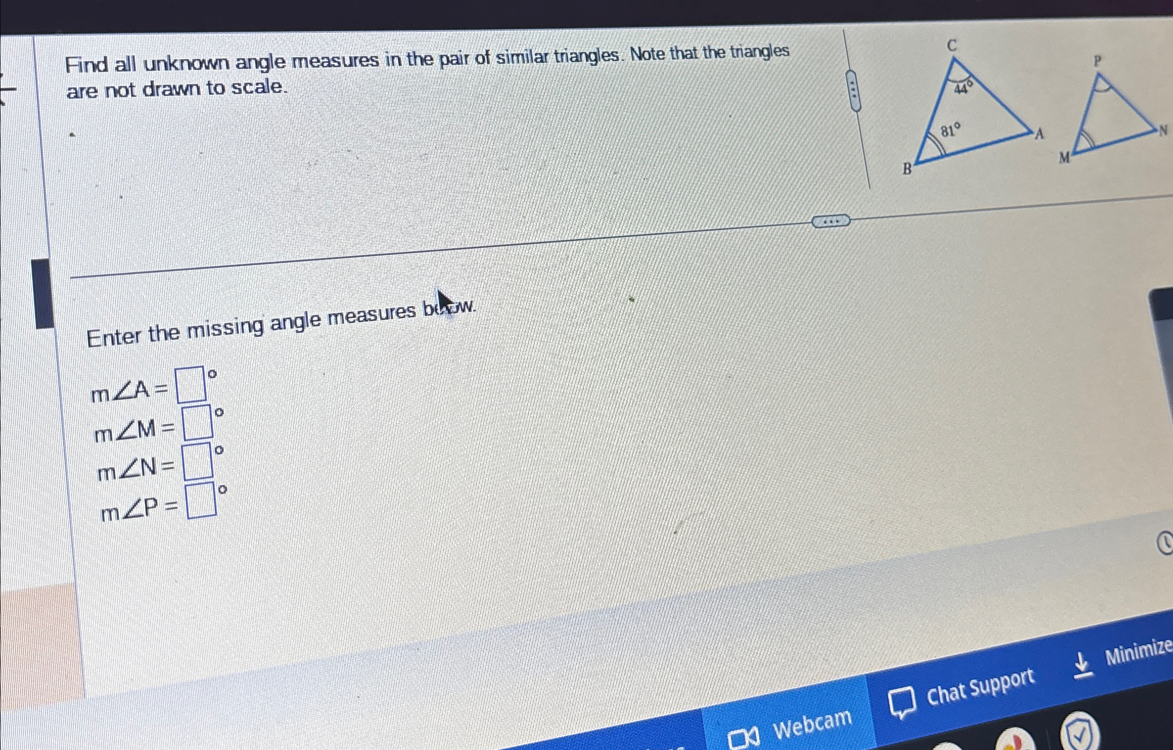 Solved Find all unknown angle measures in the pair of | Chegg.com