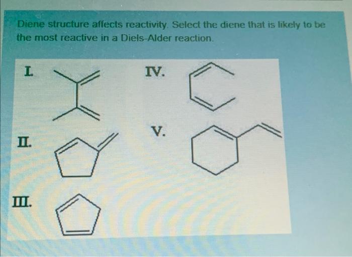 Solved Diene structure affects reactivity. Select the diene | Chegg.com