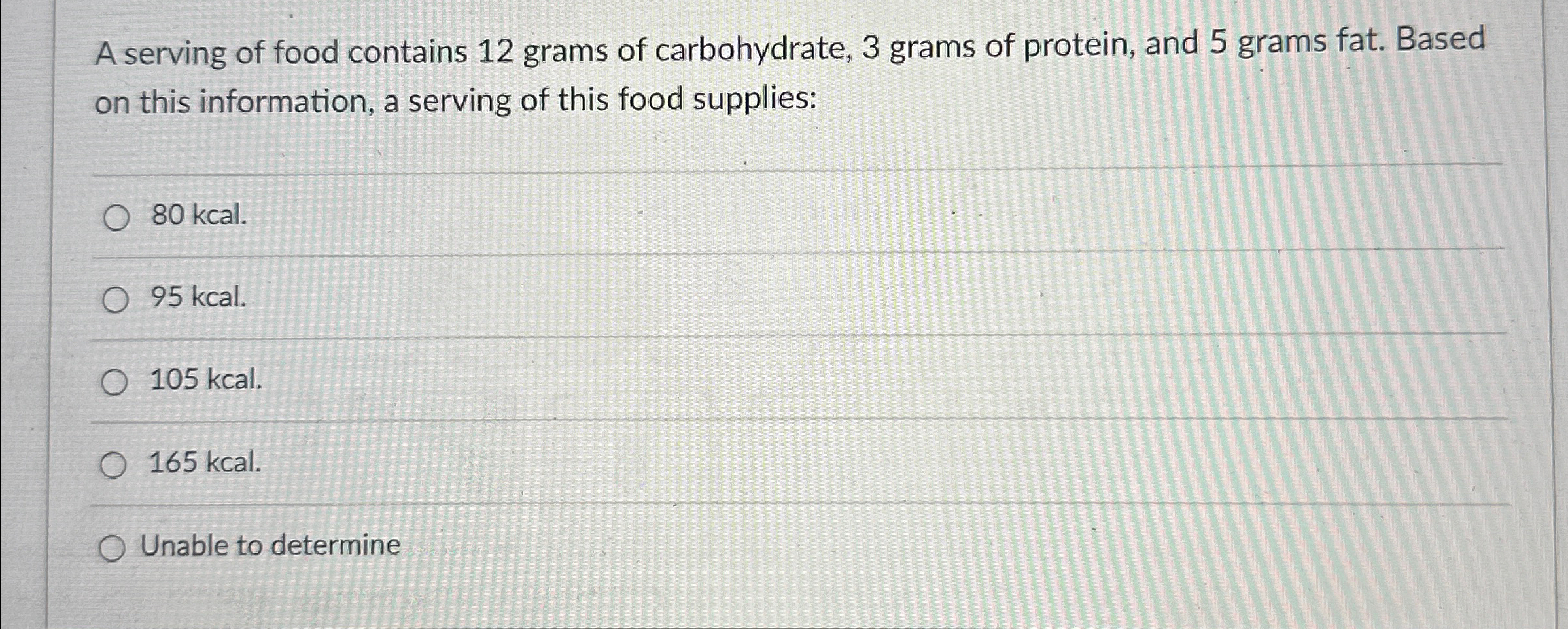 A serving of food contains 12 ﻿grams of carbohydrate, | Chegg.com