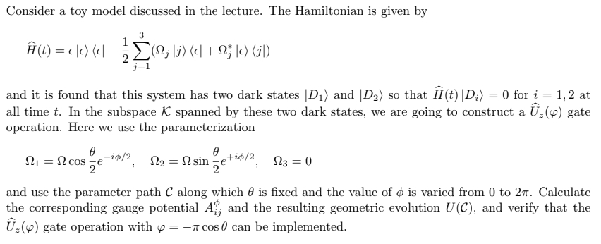 Consider a toy model discussed in the lecture. The | Chegg.com