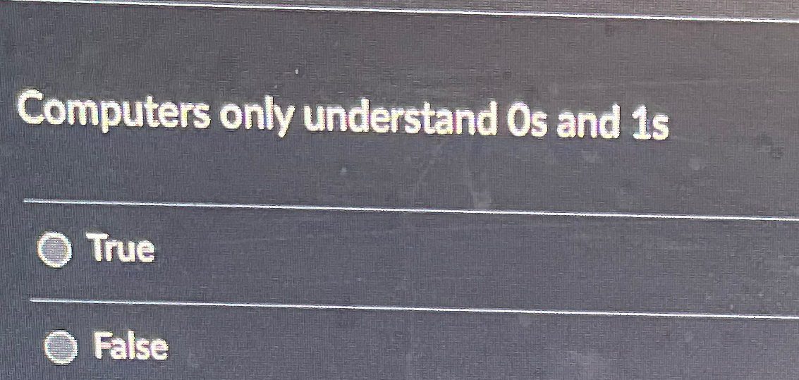 Solved Computers only understand 0s and 1sTrueFalse | Chegg.com