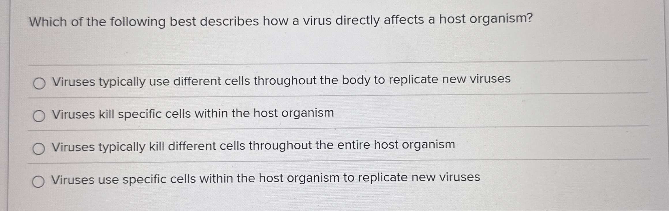 Solved Which of the following best describes how a virus | Chegg.com