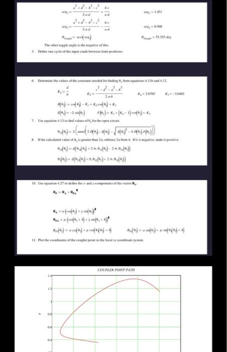 Solved Given: Link lengths: Input (O2A) Coupler | Chegg.com