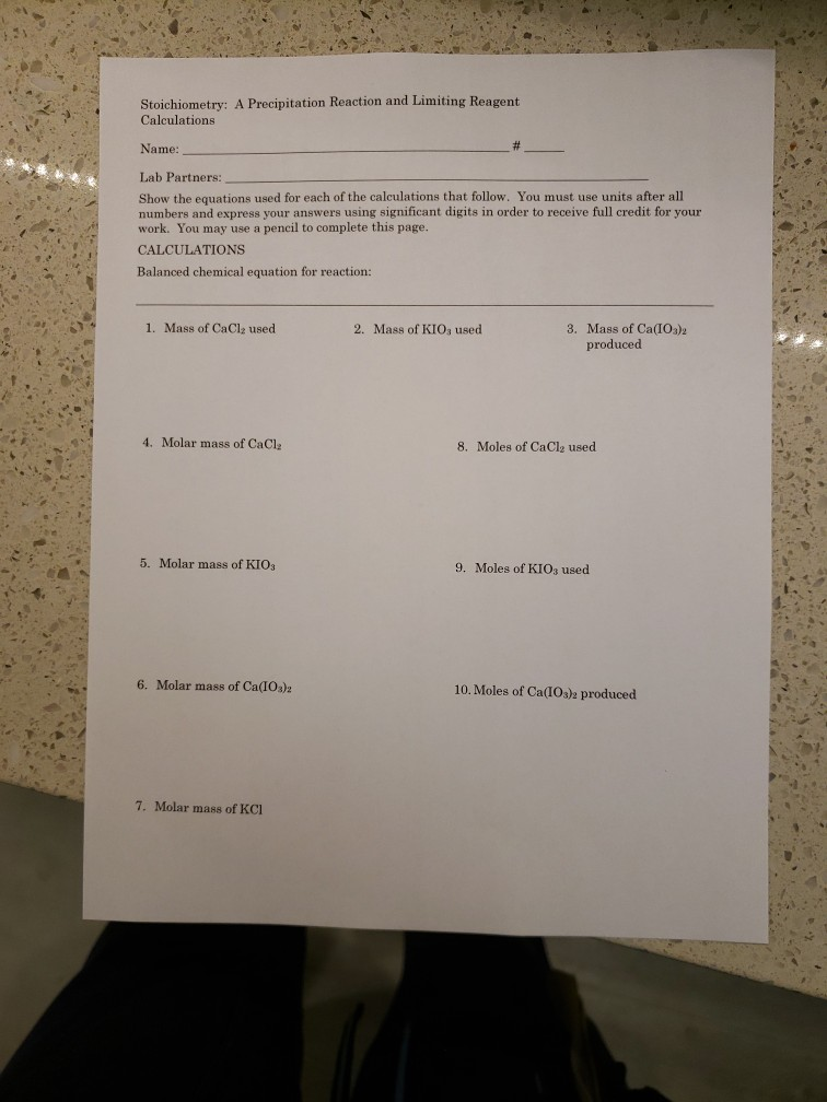 Solved Stoichiometry: A Precipitation Reaction and Limiting | Chegg.com