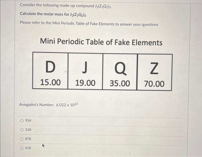 Solved Consider the following made-up compound J2(Z3Q2)3 | Chegg.com