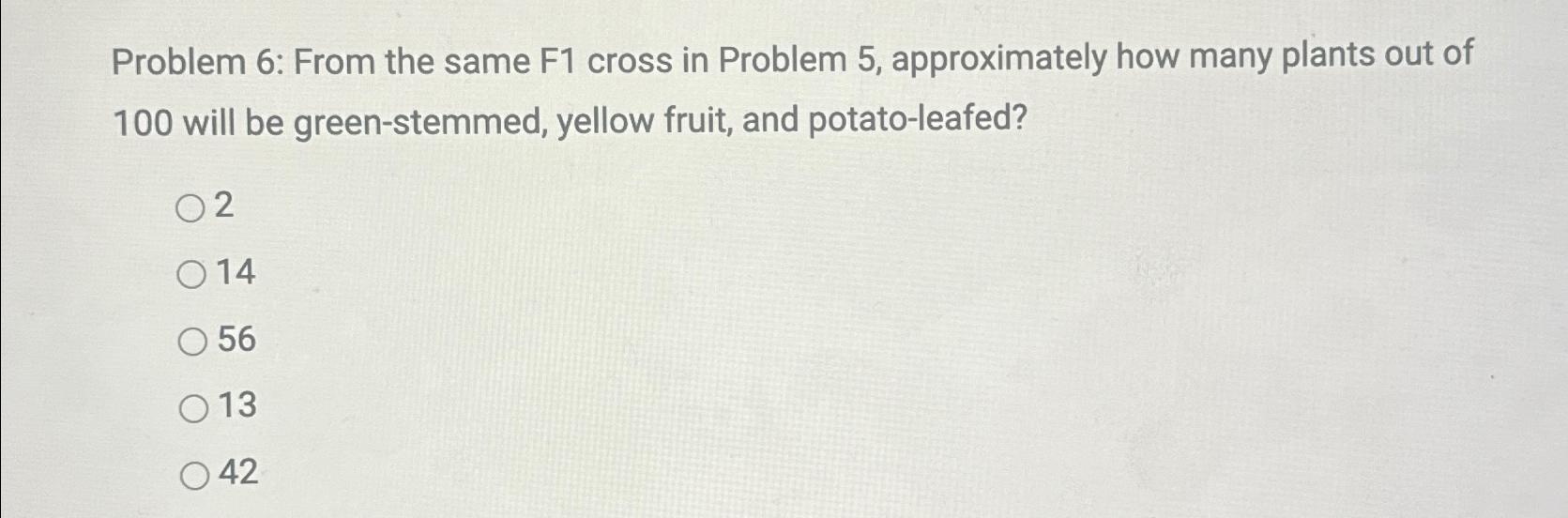 Solved Problem 6: From the same F1 ﻿cross in Problem 5, | Chegg.com