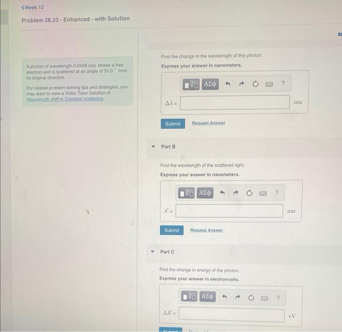 Solved Find the change in the wavelength of this photon | Chegg.com