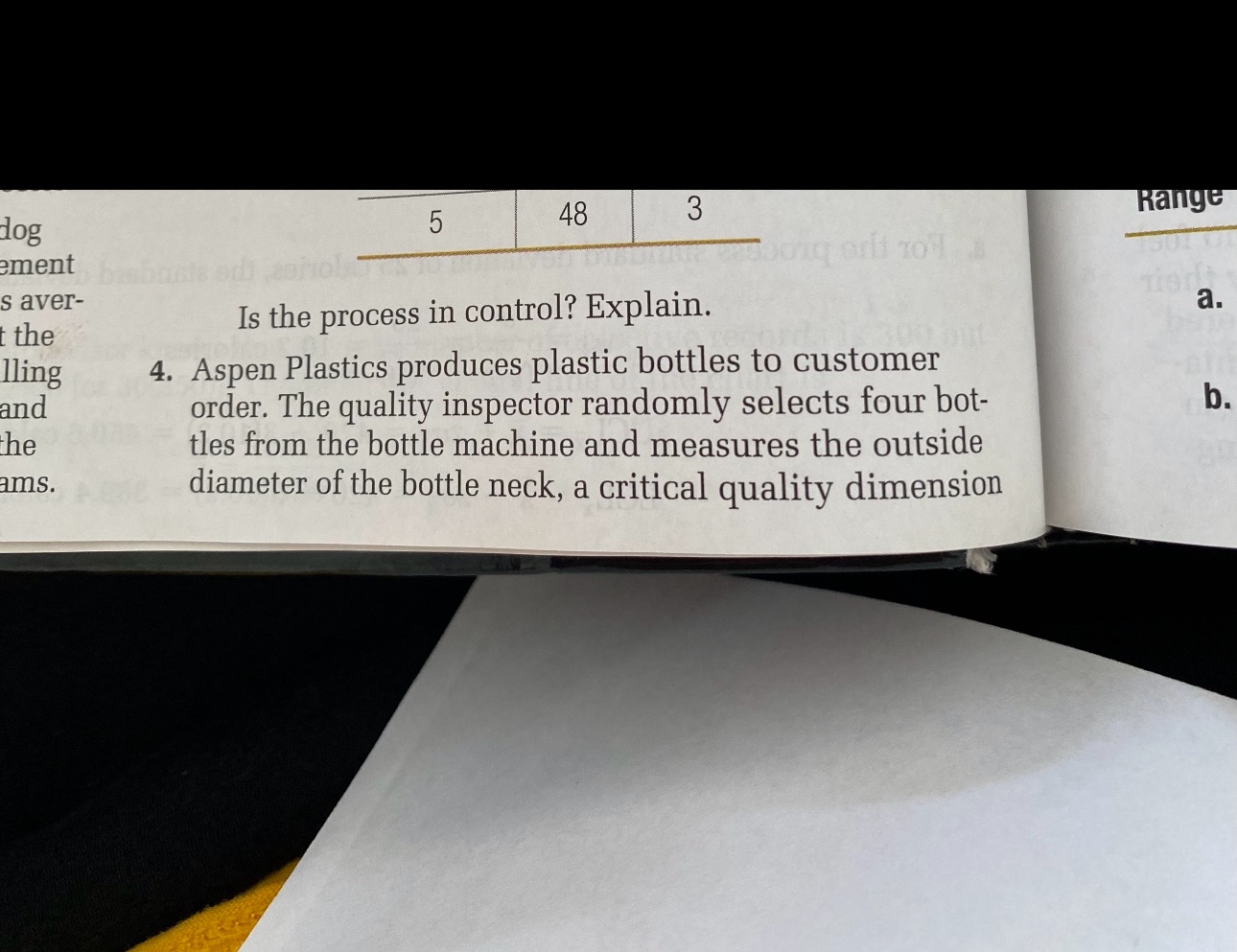 Solved • ﻿• ﻿• ﻿\table[[5,48,3]]Is the process in control? | Chegg.com