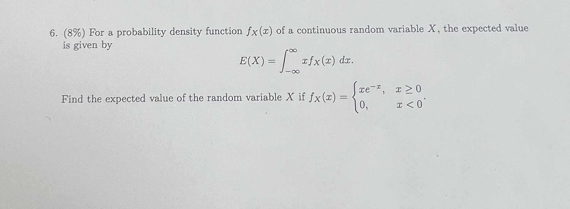 (8%) ﻿For a probability density function fx(x) ﻿of a | Chegg.com