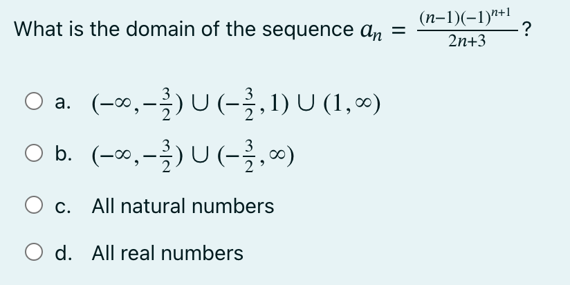 Solved What is the domain of the sequence | Chegg.com