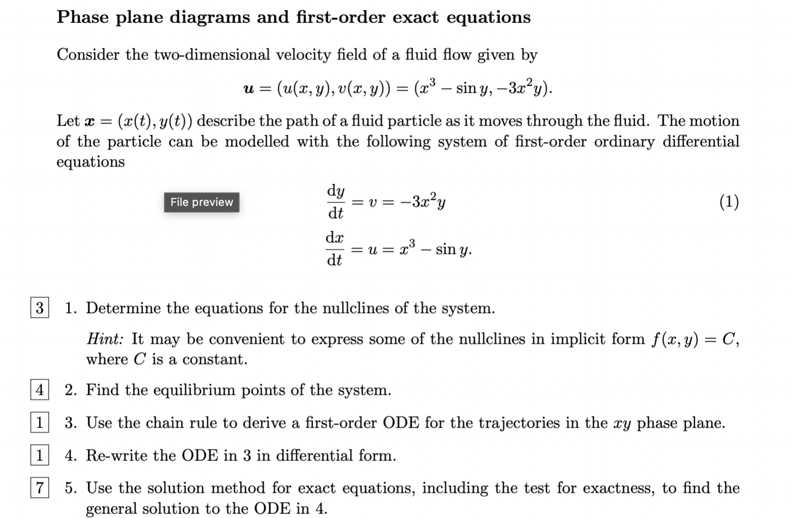 Solved Phase plane diagrams and first-order exact | Chegg.com